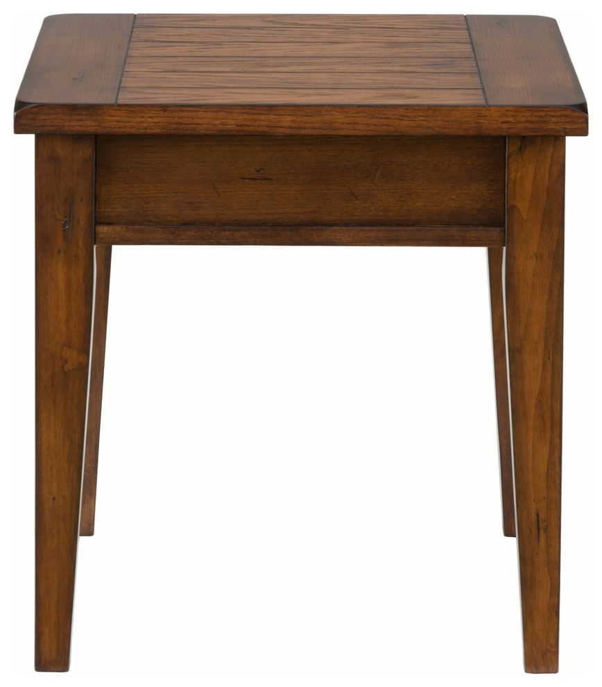 End Table With Oak Veneers, Dark Brown - Transitional - Side Tables And ...