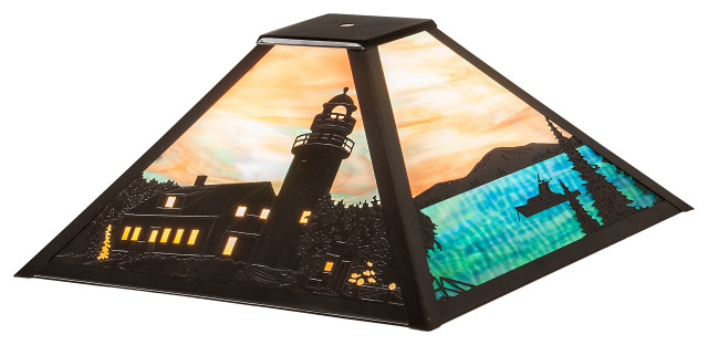 13" Square Lighthouse Bay Shade - Rustic - Lamp Shades - by Meyda ...