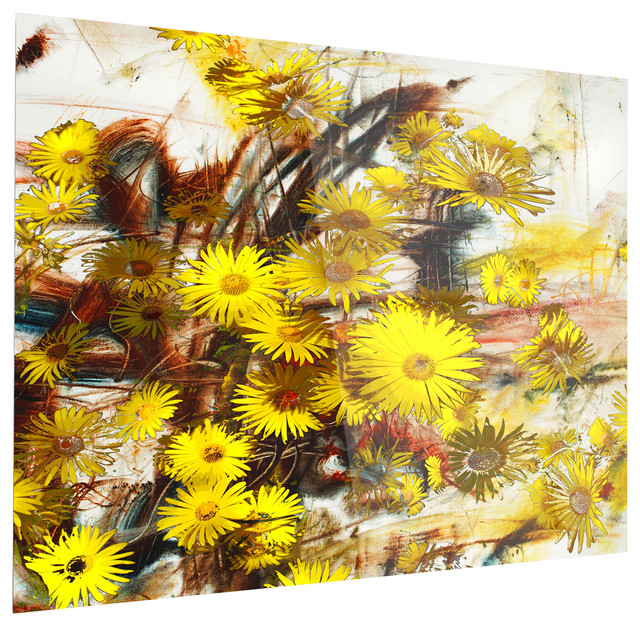 "Yellow Flowers Watercolor Illustration" Metal Wall Art, 48"x40 ...