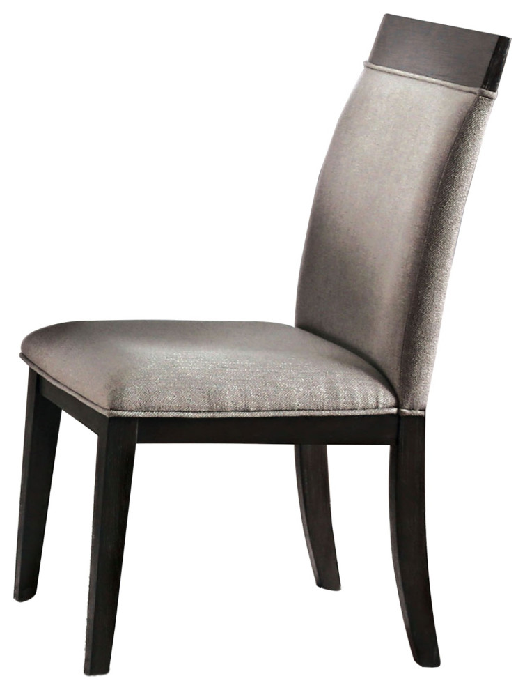 Fabric Upholstered Wooden Side Chair Set Of 2 Beige And Brown