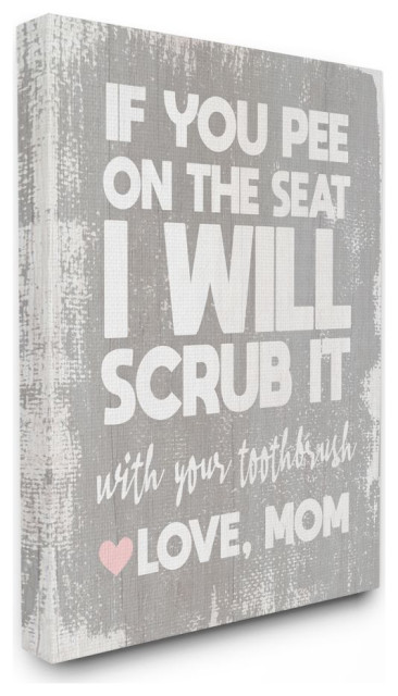 Pee On Seat Funny Word Bathroom Wood Grey Design, 16"x20", 30x40 ...
