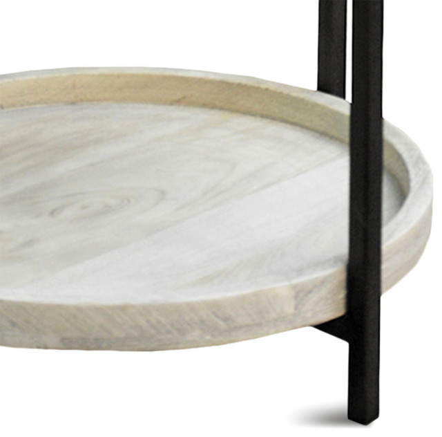 Zuri Bleached Wood and Iron Side Table - Transitional - Side Tables And ...