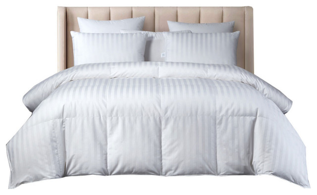 Beautyrest 500TC Damask Strip USA Goose Down Comforter, All Seasons, Full/Queen - Traditional ...