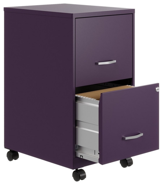 Pemberly Row 18" 2-Drawer Mobile Metal Vertical File Cabinet in ...