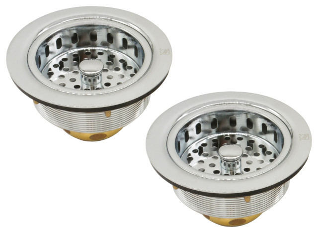 Two Wing Nut Style Large Kitchen Basket Strainer, Satin Nickel ...