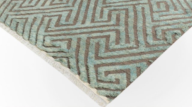 Abstract Moroccan High-Low Jerrold Gray/Green Wool Rug - 8'4'' x 10'4 ...