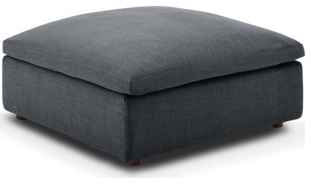 Milan Gray Down Filled Overstuffed Ottoman - Transitional - Footstools ...