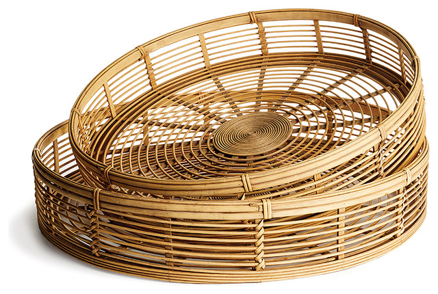 River Bamboo Round Trays, Set Of 2 - Asian - Serving Trays - by Hudson ...