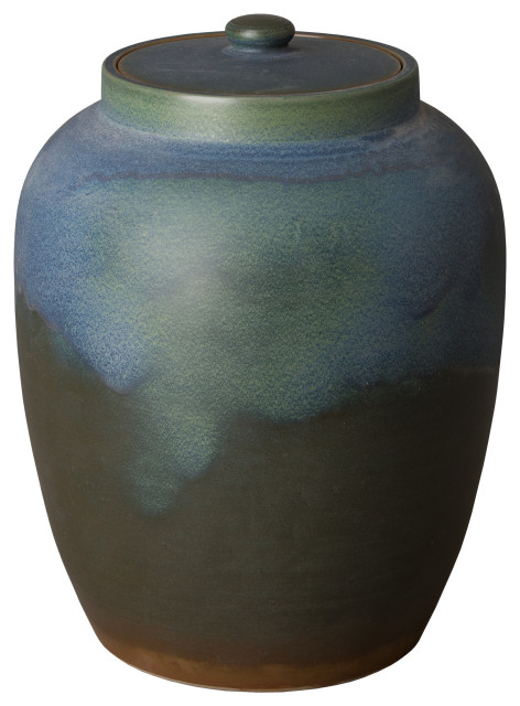 28 in. Storage Green Porcelain Jar - Contemporary - Decorative Jars And ...