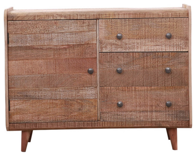 Marlow Rustic Solid Wood 3 Drawers Dresser With Storage Cabinet ...