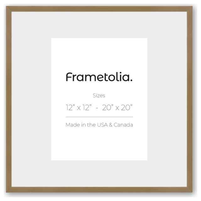Brushed Gold Narrow Width Wall Frame, 20" x 20" - Wide Mat ...