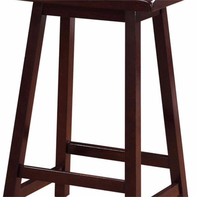 Maklaine 24 inch Wooden Saddle Stool with Slanted Legs in Brown ...