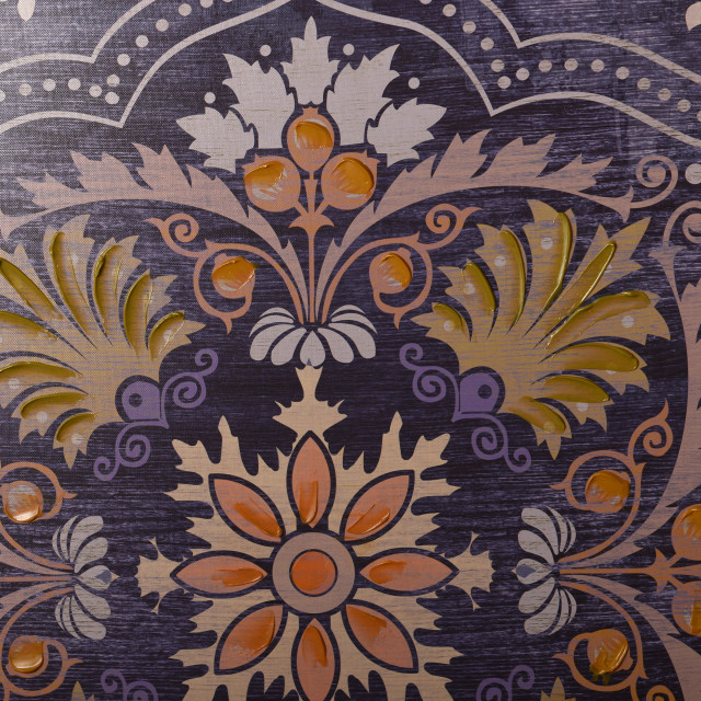 Brex Blue Mandela II Hand Painted Square Wall Art on Canvas ...