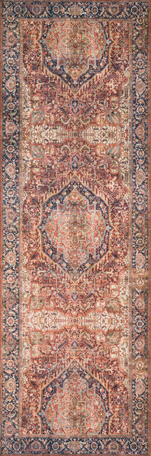 Red Navy Printed Polyester Layla Area Rug by Loloi II, 2'-6"x9'-6 ...