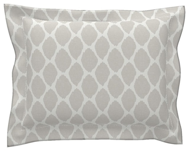 Oval Ikat In Warm Gray Linen Gray Ikat Cotton Pillow Sham, Standard ...