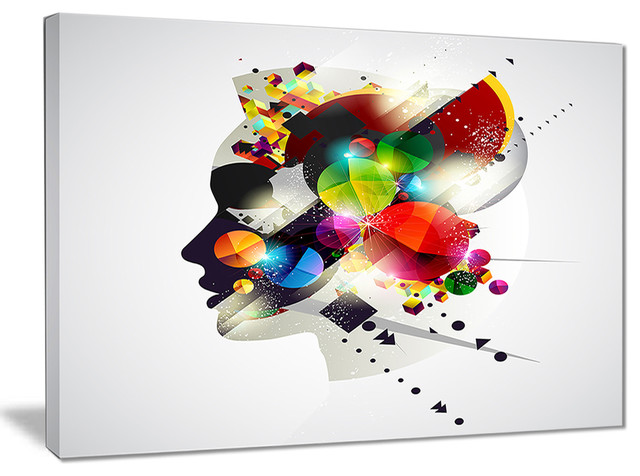 "Woman Abstract Profile" Abstract Canvas Artwork, 20"x12 ...