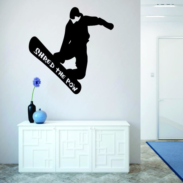 Vinyl Decal, Shred The Pow Snow Board Winter, 30x50", 30x50 ...
