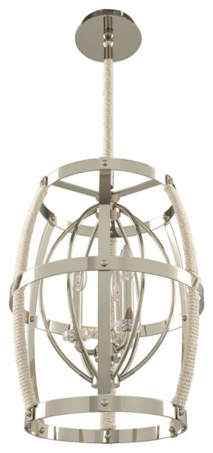 Bradbury 3-Light Pendant Light in Polished Nickel, 18.000 - Beach Style ...
