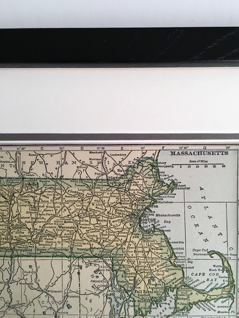 Vintage Massachusetts Map, Framed Original MA State Map- Authentic ...