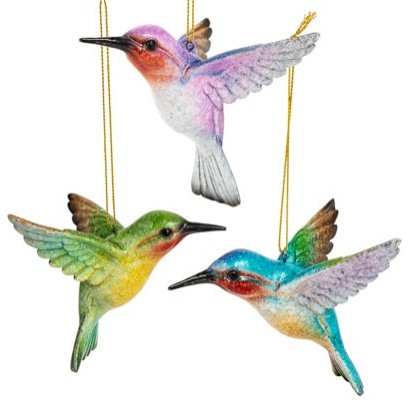 Hummingbird Ornament Assorted Colors THREE Pack, Hanging Hummingbird ...