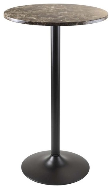 Pemberly Row Transitional Metal Pub Table with Round Top in Black ...