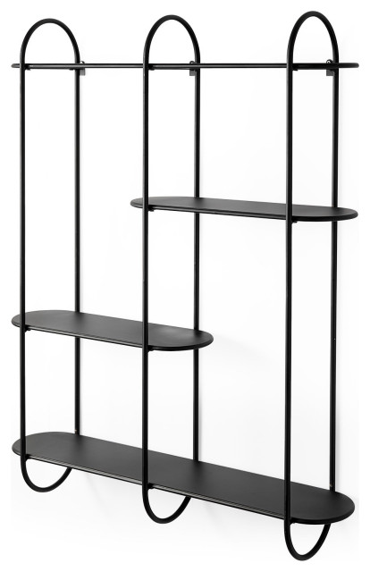 Decimus Black Metal Wall Mounted 3 Tiered Shelving Unit - Industrial ...