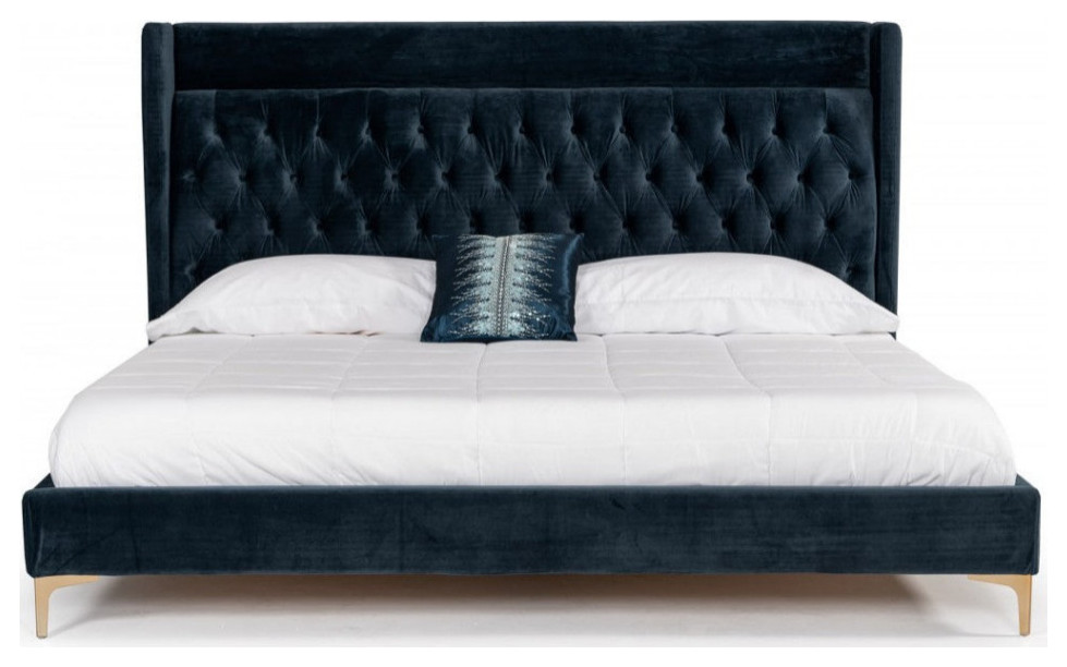 Ozzie Blue Fabric Bed, King - Modern - Bed Frames - by Rustic Home ...