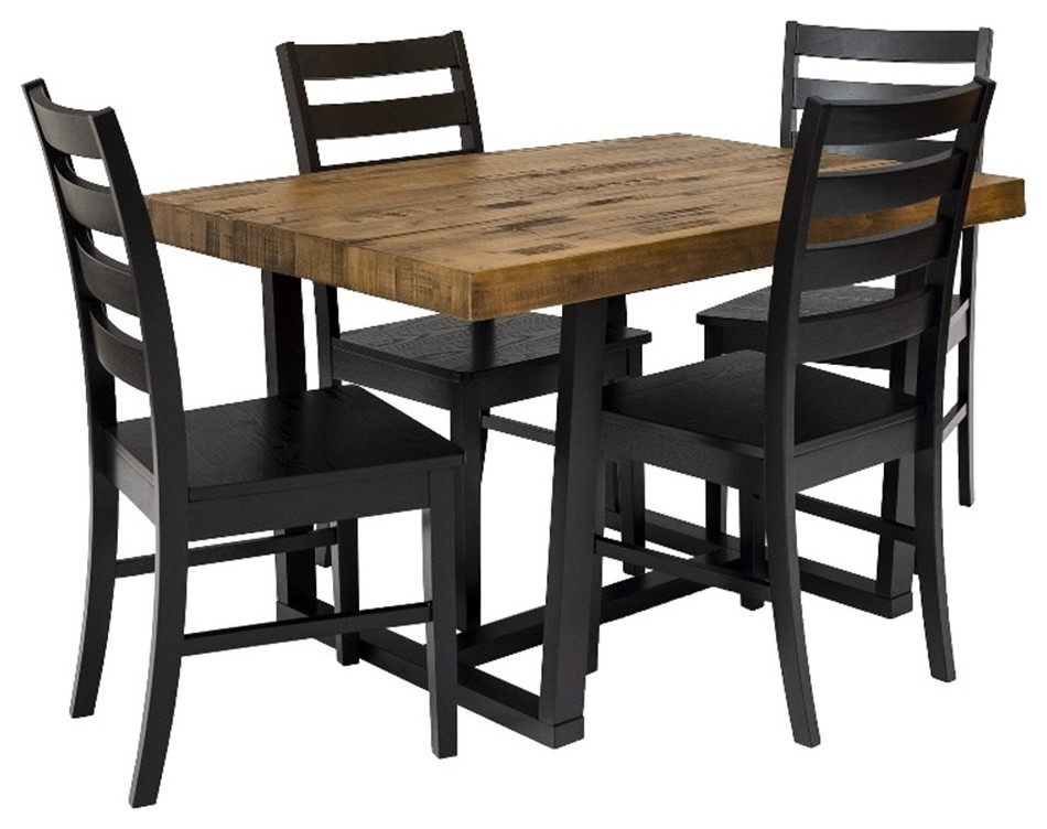 Pemberly Row 5-Piece Solid Wood Distressed Dining Set - Rustic Oak ...