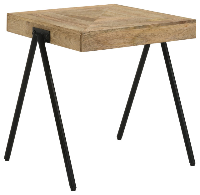 Avery Square End Table With Metal Legs Natural and Black - Industrial ...