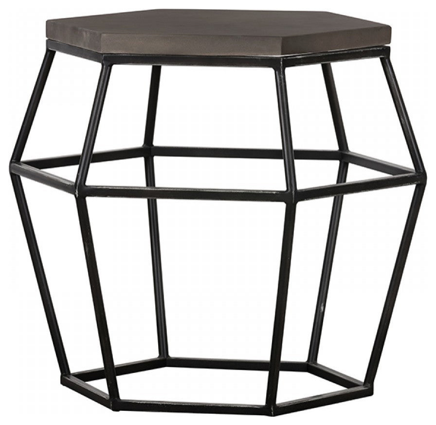 Myron Modern Concrete and Metal End Table - Industrial - Side Tables ...