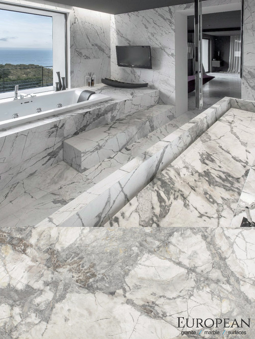 Invisible Greygold Marble creates stunning design in a bathroom
