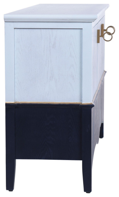 Riviera Three Door Sideboard Gold Accents- Washed White, Washed Blue ...
