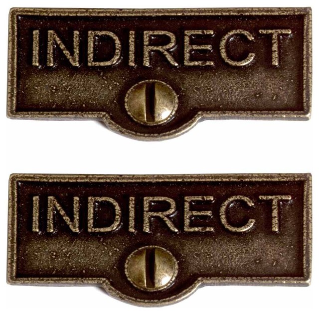 2 Switch Plate Tags INDIRECT Name Signs Labels Cast Brass Renovators ...