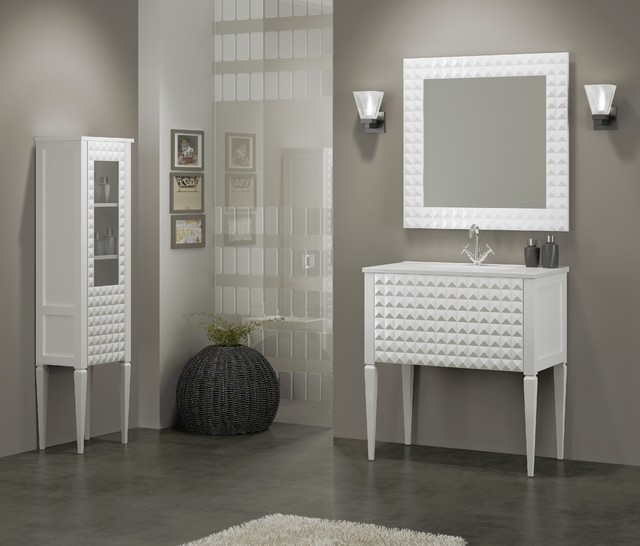 Diamond Bathroom Vanity, White Gloss - Contemporary - Bathroom Vanities ...