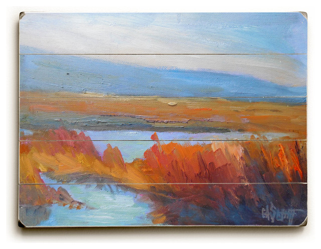 Autumn Marsh Wooden Sign, 30x40 - Contemporary - Prints And Posters ...