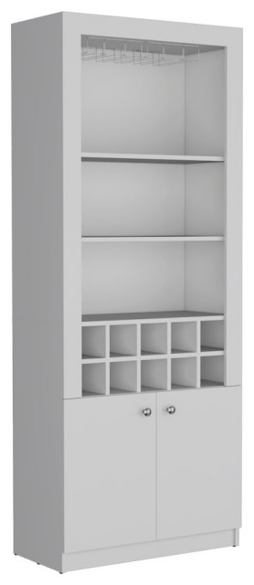 Cabinet 4-Tier, Glass Holder Stemware Rack, 10 Bottle Cubbies, 4 ...