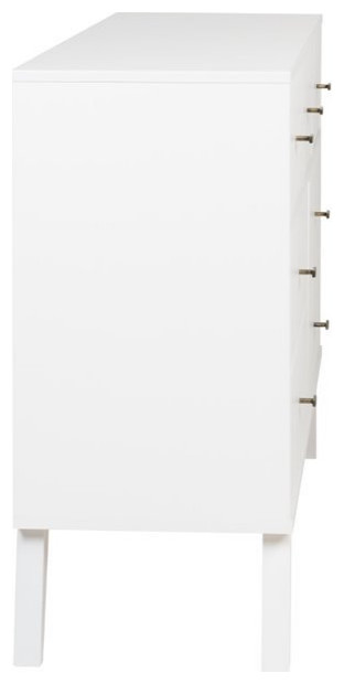 Prepac Milo Mid Century Modern 7 Drawer Dresser in White - Transitional ...