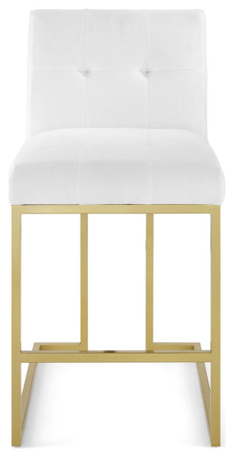 White Fabric Counter Stool, Heidi Giselle Gold Counter Stool, Luxe Glam ...