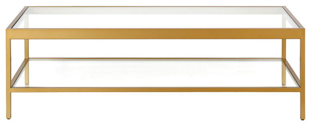 Alexis 54'' Wide Rectangular Coffee Table in Brass - Contemporary ...