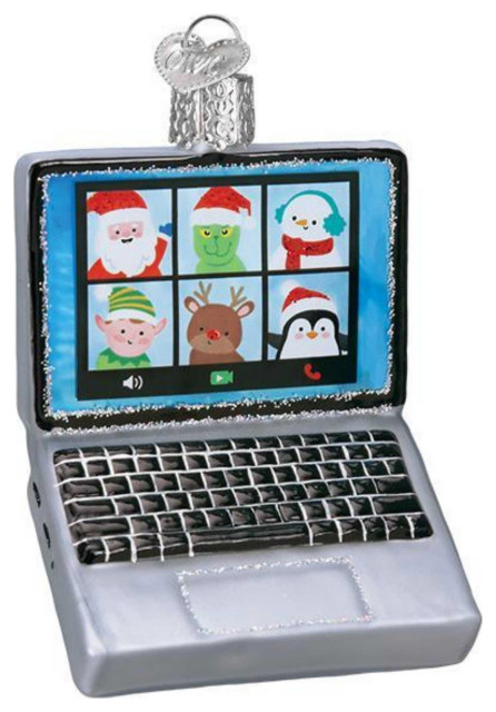 Old World Christmas Virtual Friends Glass Ornament Computer 32523, 2.5 ...