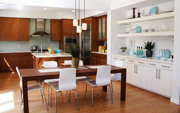 Built-in buffet next to kitchen