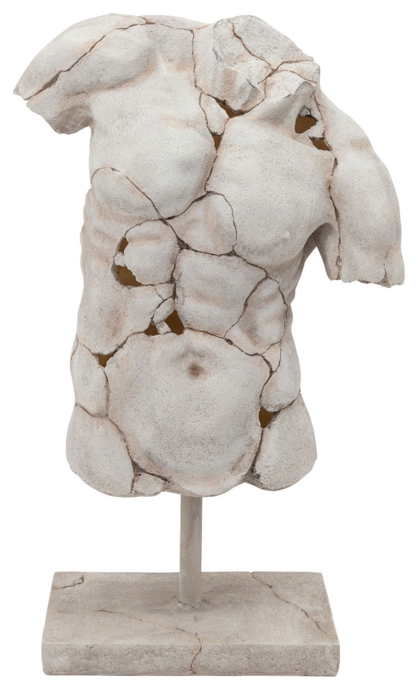 Cracked Torso Sculpture, White - Contemporary - Decorative Objects And ...