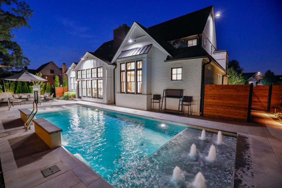 Lemont, IL Rectilinear Pool with Interior Hot Tub - Traditional - Pool ...