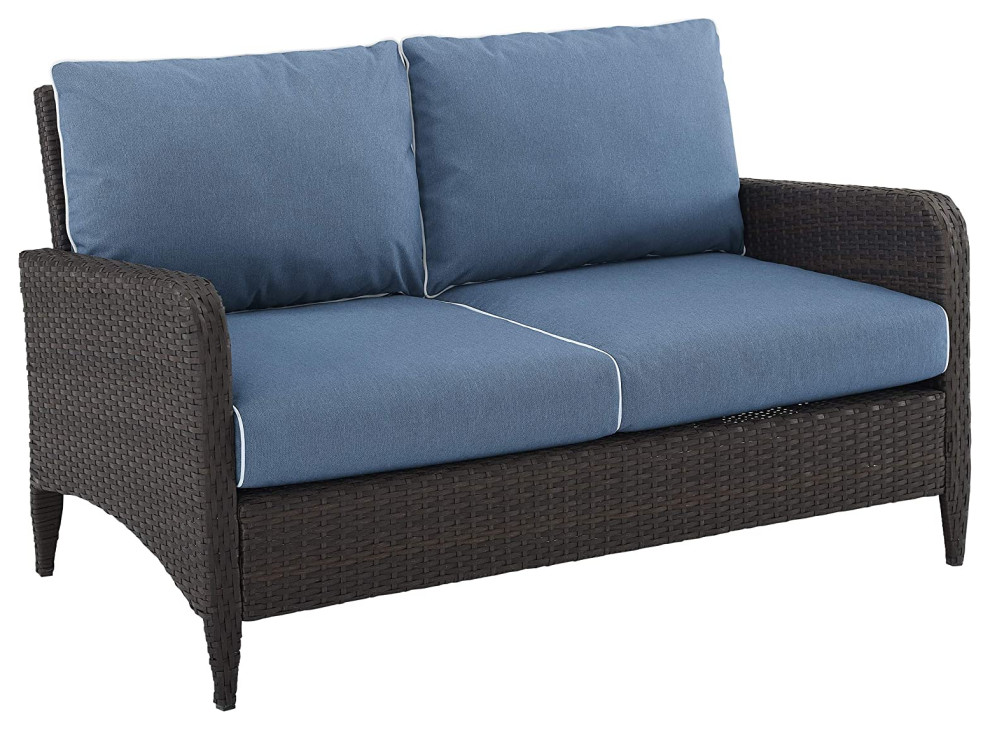 Outdoor Loveseat, UV Resistant Resin Wicker Frame With Cushioned Seat ...