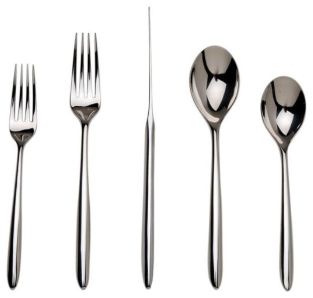Nambe Dune 5-Piece Flatware Set, Set of 12 - Contemporary - Flatware ...