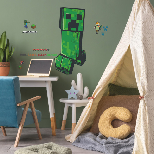 Minecraft Creeper Giant Peel & Stick Wall Decals - Contemporary - Kids ...
