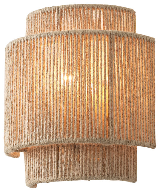1-Light Farmhouse Wall Sconce With Hemp Rope Lamp Shade - Farmhouse ...