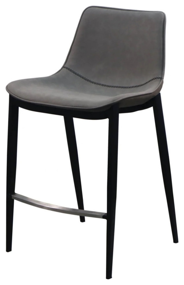 Daisey Modern Gray & Black Counter Stool, Set of 2 - Industrial - Bar ...