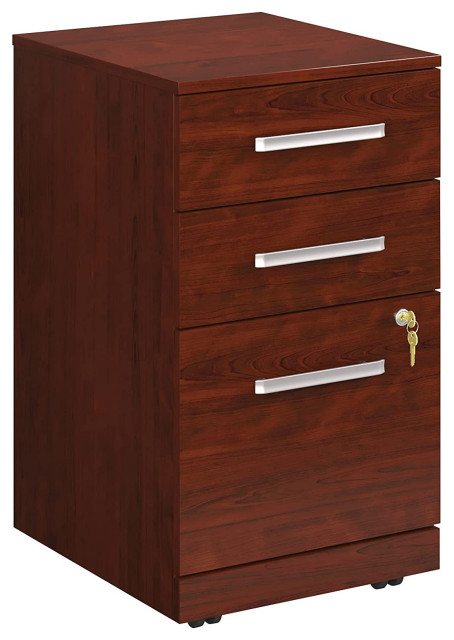 Cherry Wood Filing Cabinet with Locking Drawer and Pull Handles ...