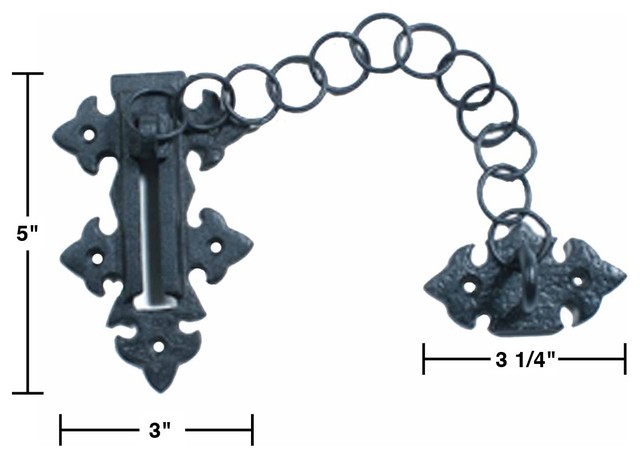 Black Chain Door Locks Wrought Iron Rustproof Set of 2 Renovators ...